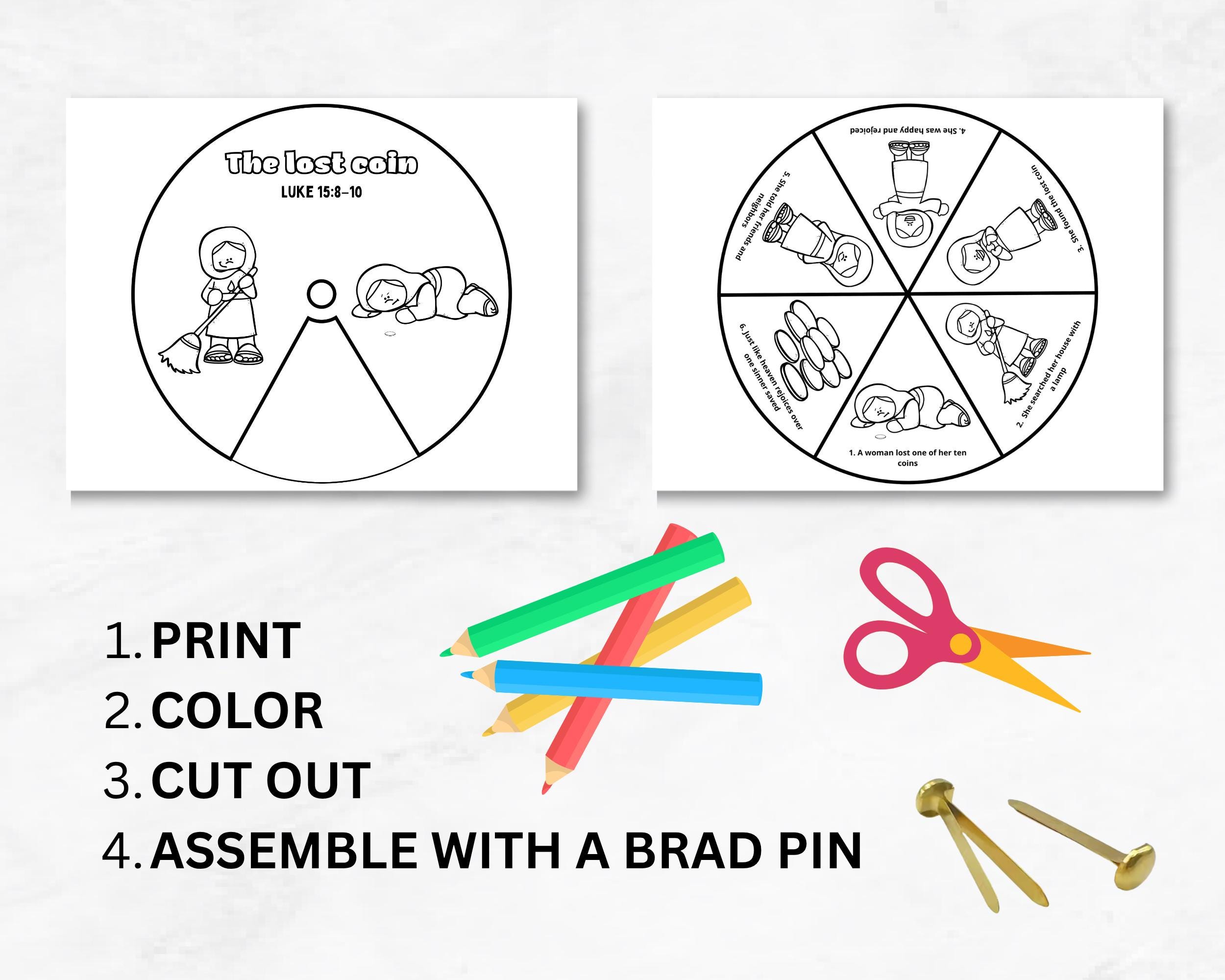 Parable of the Lost Coin Coloring Wheel for Kids | Luke 15:8–10 Bible ...