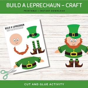 Build a Leprechaun Activity, Cut and Glue Printable for Kids, Preschool ...