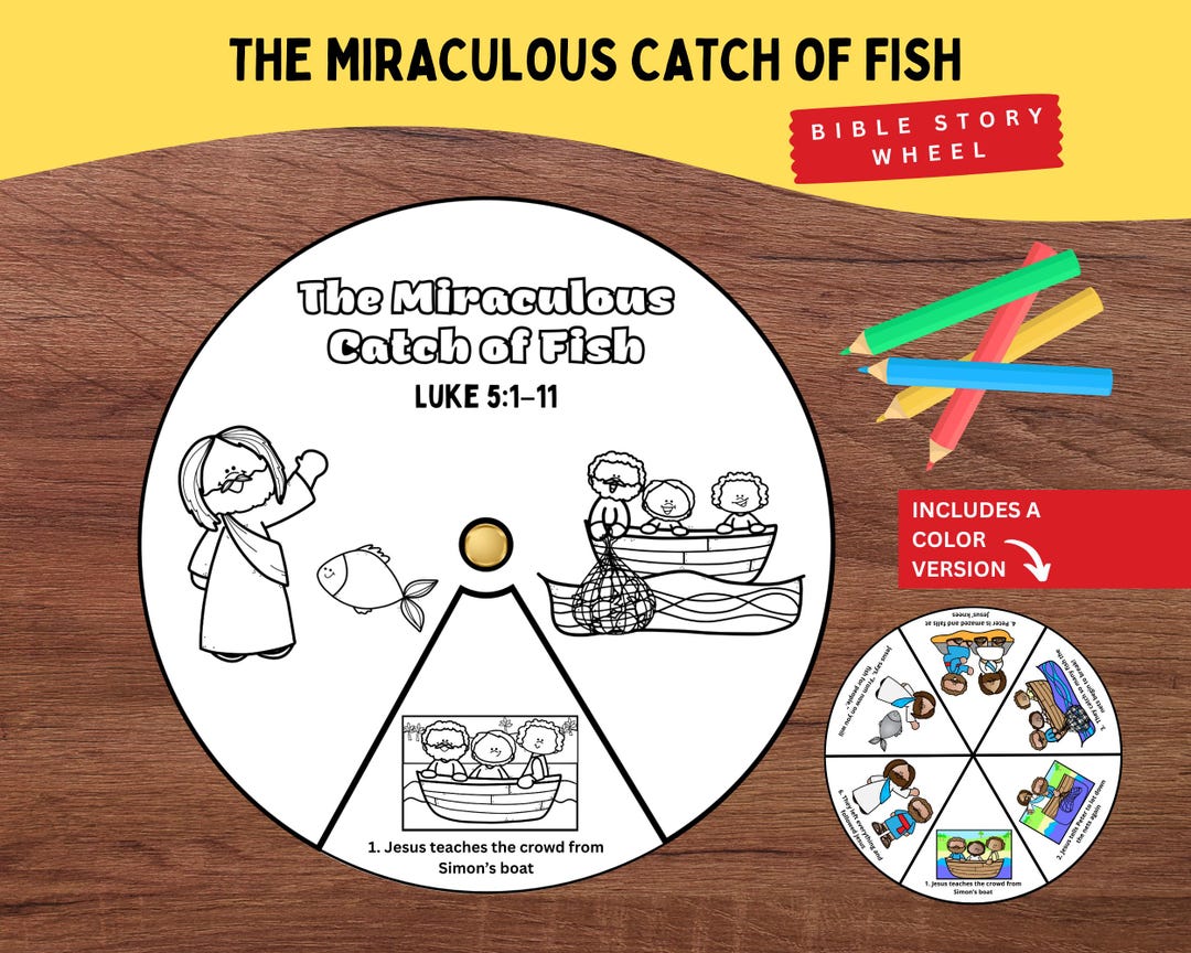 Miraculous Catch of Fish Bible Wheel Craft | Luke 5:1–11 Printable for ...