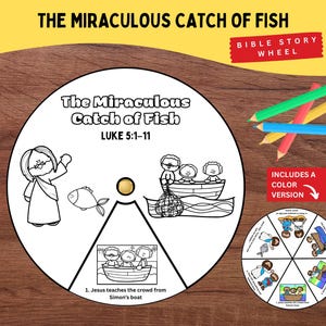 Miraculous Catch of Fish Bible Wheel Craft | Luke 5:1–11 Printable for ...