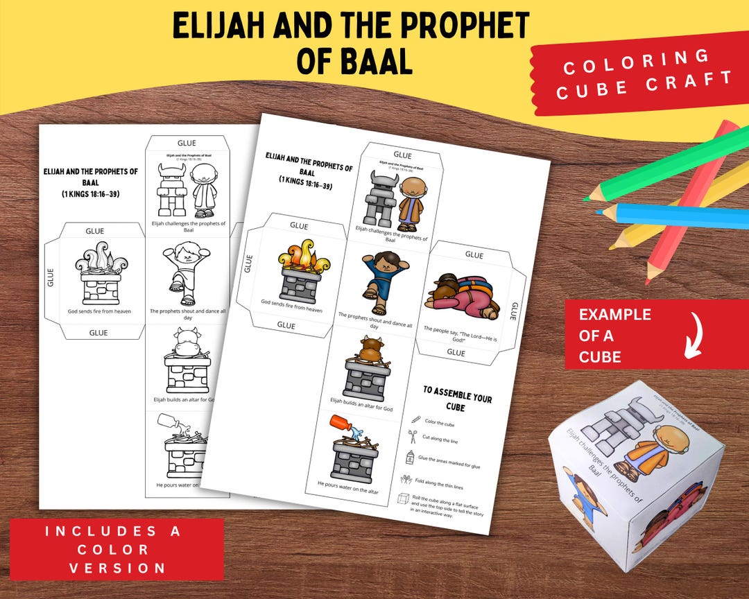 Elijah and the Prophets of Baal Bible Story Cube | Printable Craft for ...