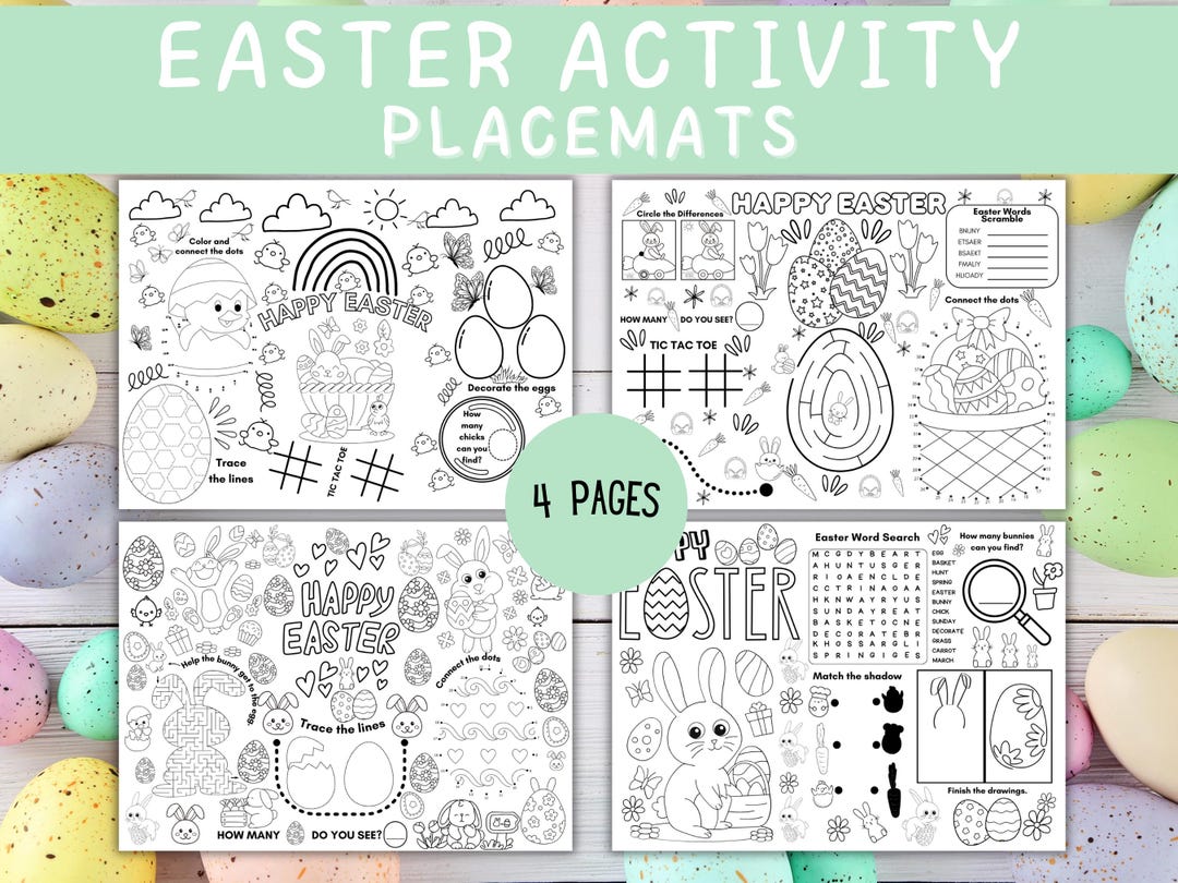 Easter Activity: Easter Activity Pages, School Activity, Kids Placemat ...