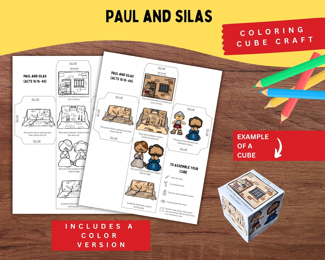 Paul and Silas Bible Story Cube | Acts 16:16–40 | Printable Kids Craft ...