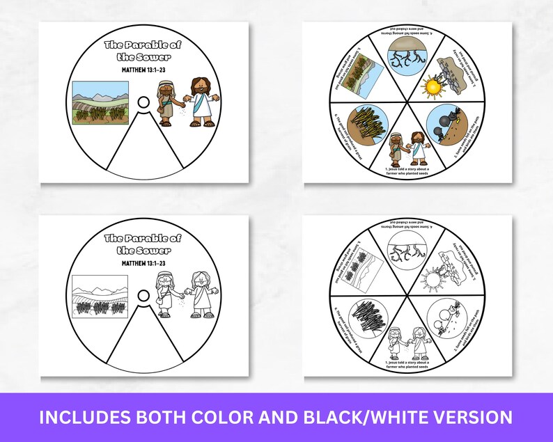Parable of the Sower Coloring Wheel Printable | Matthew 13:1–23 Bible ...