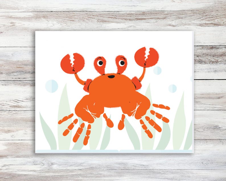 Crab Handprint Craft, Keepsake, Hand Print Art for Kids, Gift Idea ...
