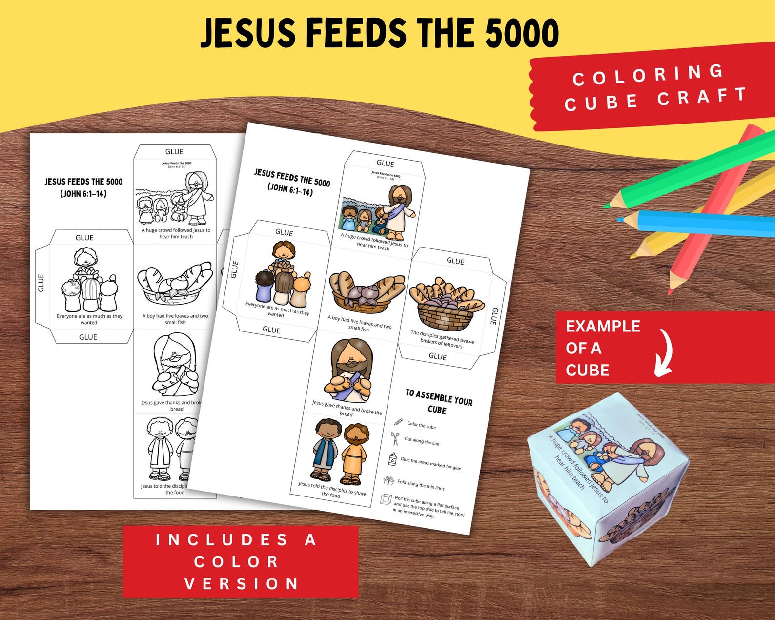 Jesus Feeds the 5000 Bible Story Cube | Printable Craft for Kids ...