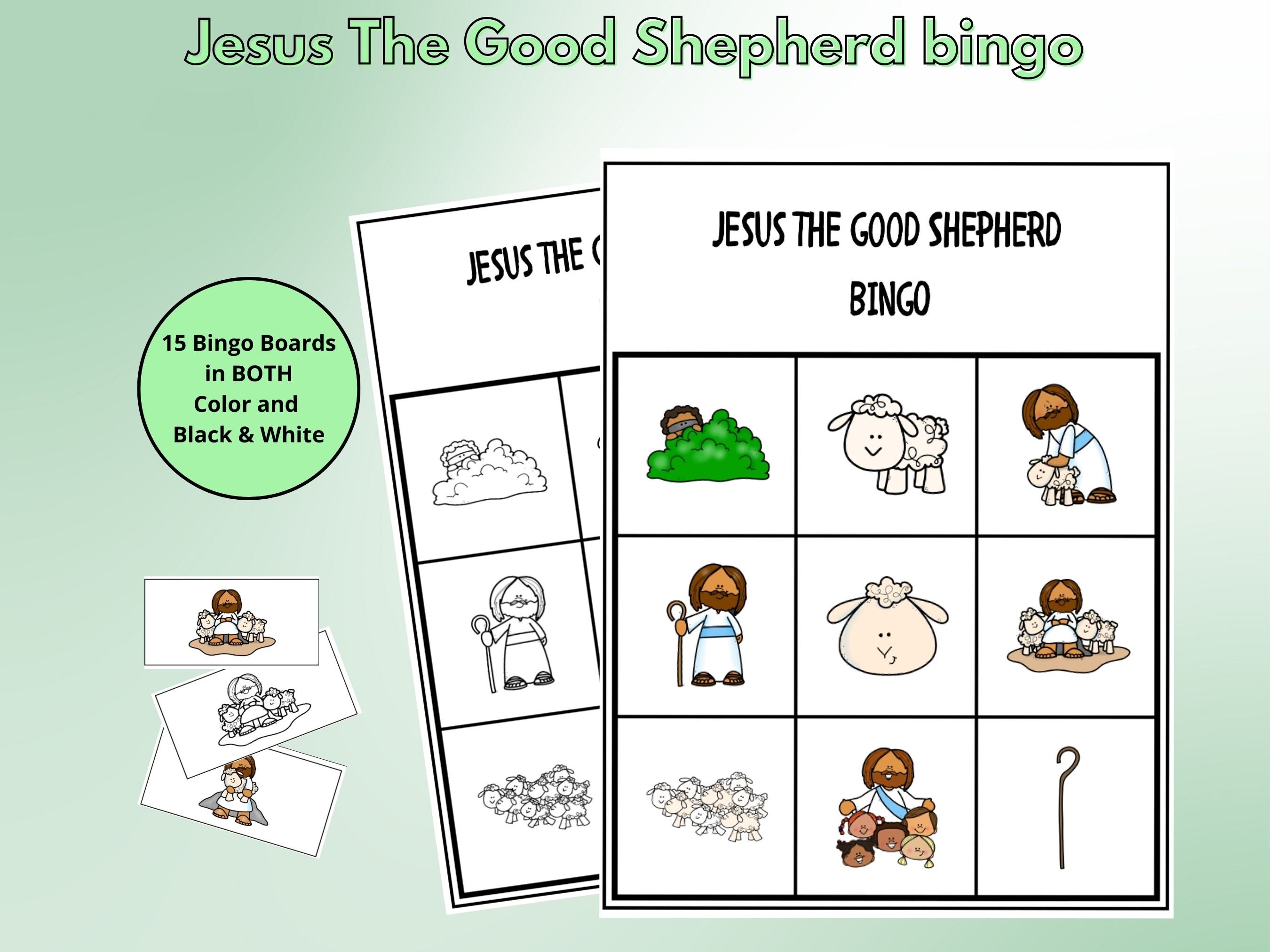 Jesus the Good Shepherd Bingo Set for Kids, Jesus the Good Shepherd ...