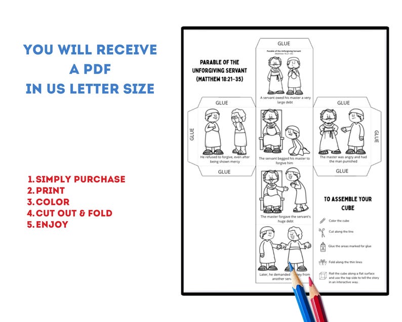 Parable of the Unforgiving Servant Bible Story Cube | Printable Craft ...