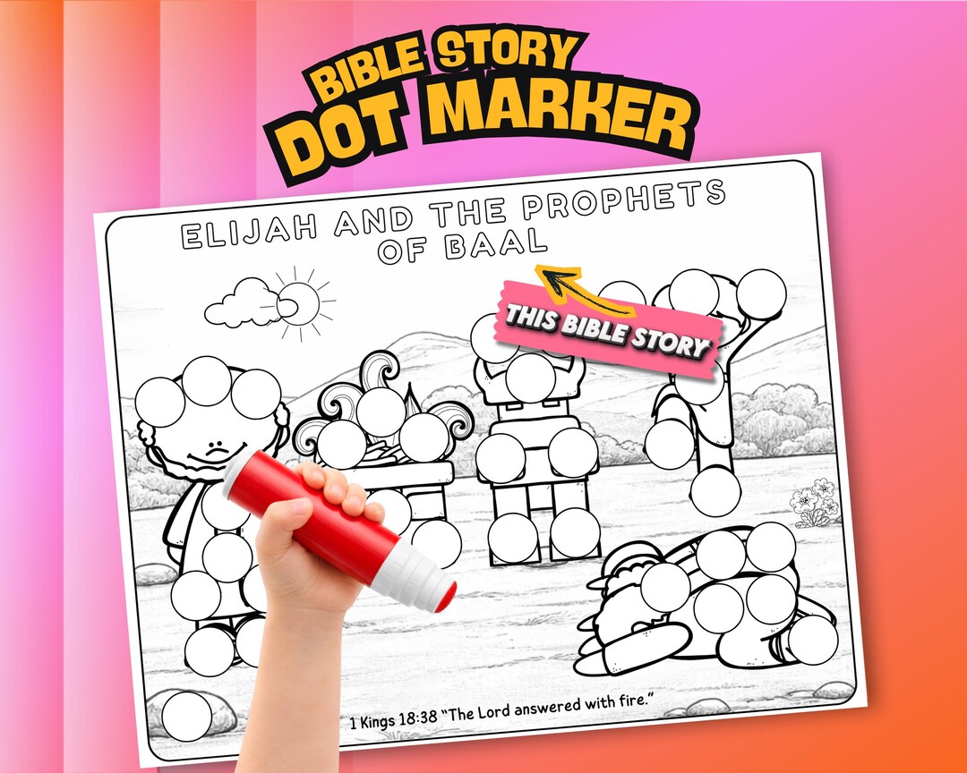 Elijah and Prophets of Baal Bible Dot Marker Activity | 1 Kings 18:38 ...