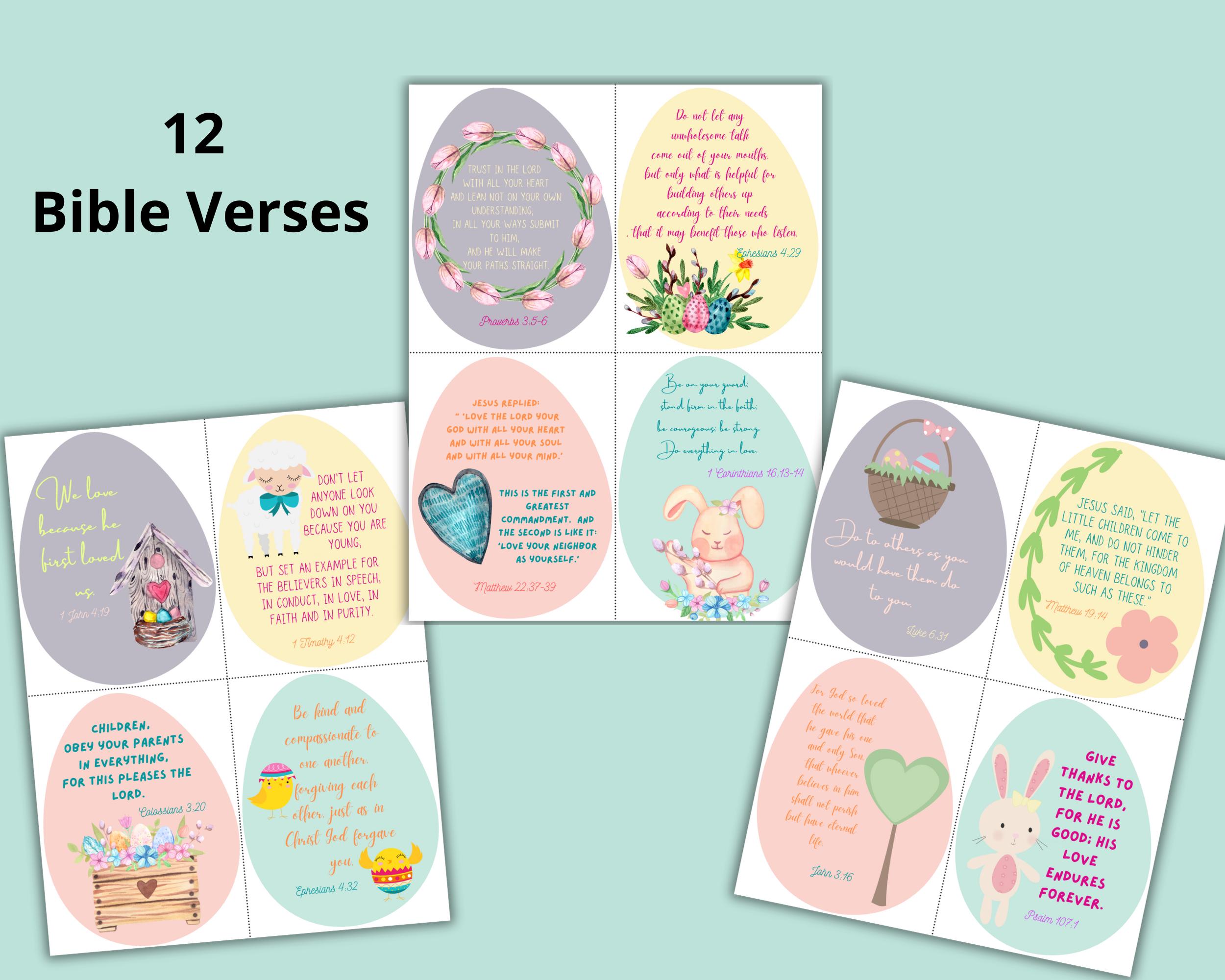 Easter Bible Verse Egg Cards for Kids | Scripture Egg Hunt Activity ...