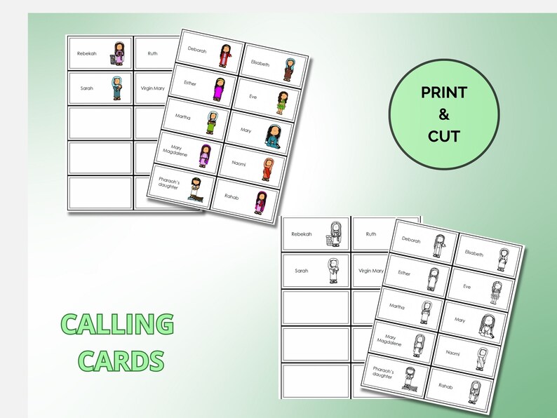 Women of the Bible Bingo Set for Kids, Women of the Bible Bible Bingo L ...