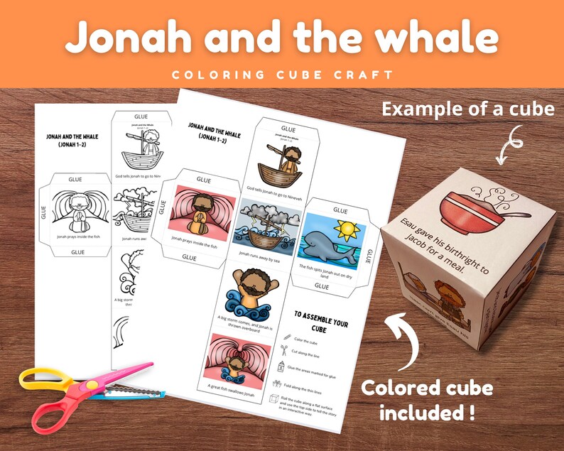 Jonah and the Whale Bible Story Cube | Printable Craft for Kids | Jonah ...