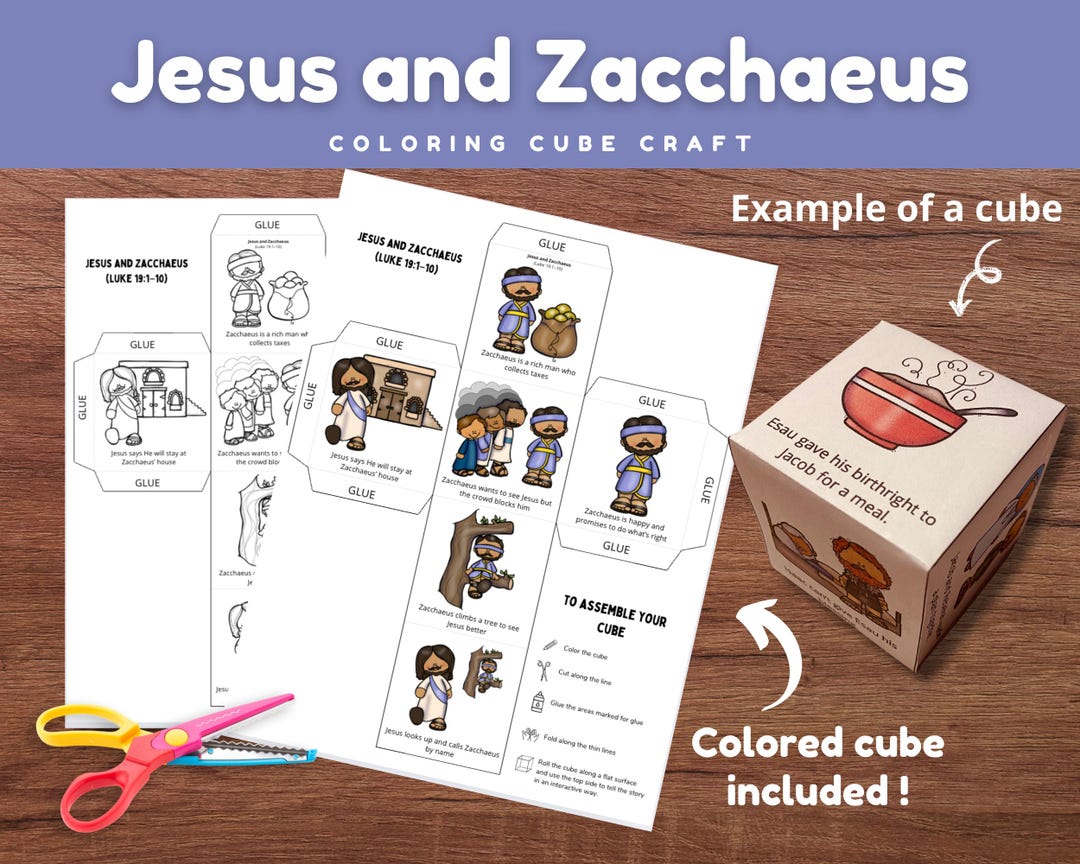 Jesus and Zacchaeus Bible Story Cube | Printable Craft for Kids | Luke ...