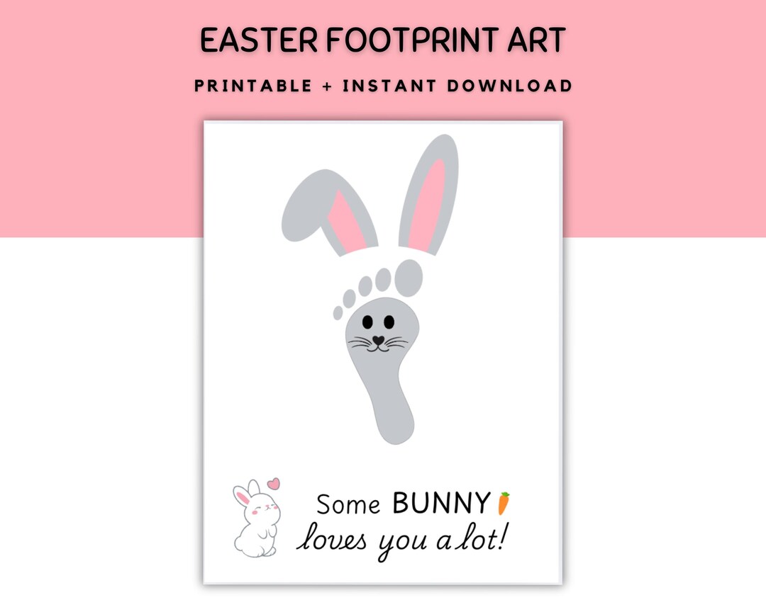 Easter Bunny Footprint Art, Happy Easter Footprint Art , Easter ...