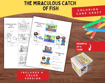 Miraculous Catch of Fish Bible Story Cube | Luke 5:1–11 | Printable ...