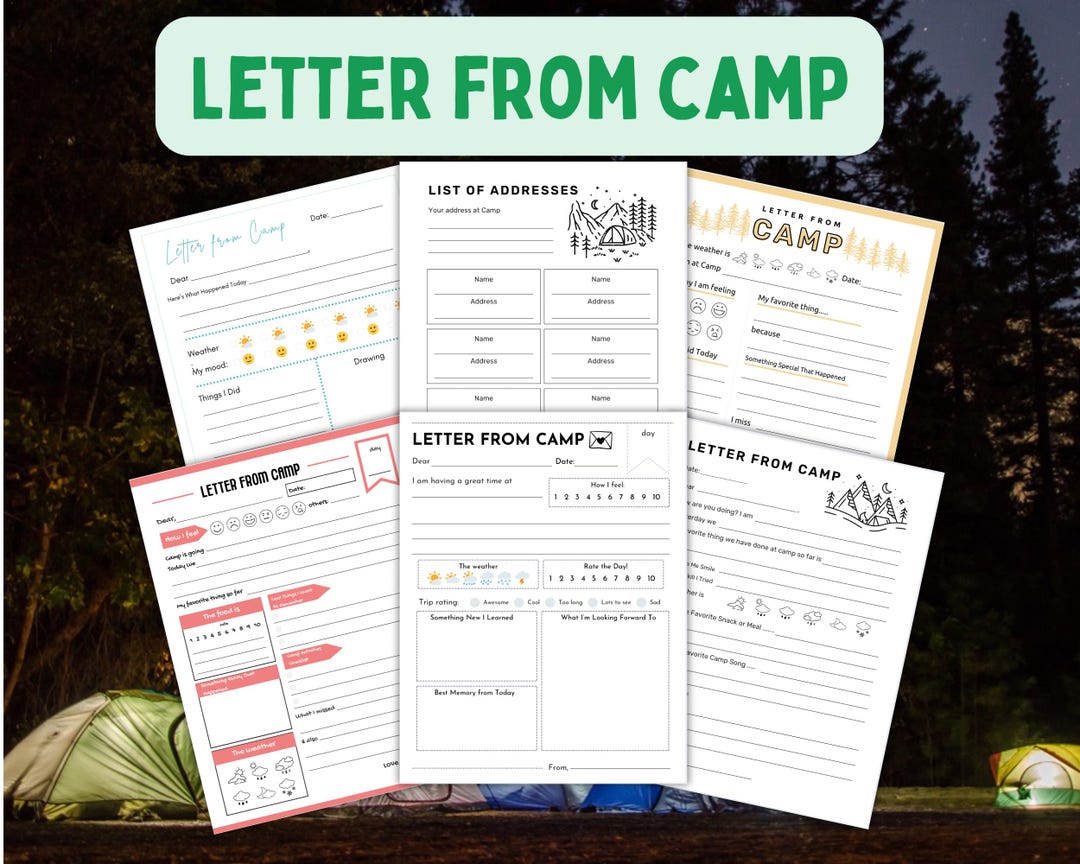 Printable Camp Letter for Kids – Summer Camp Stationery Set for Writing ...