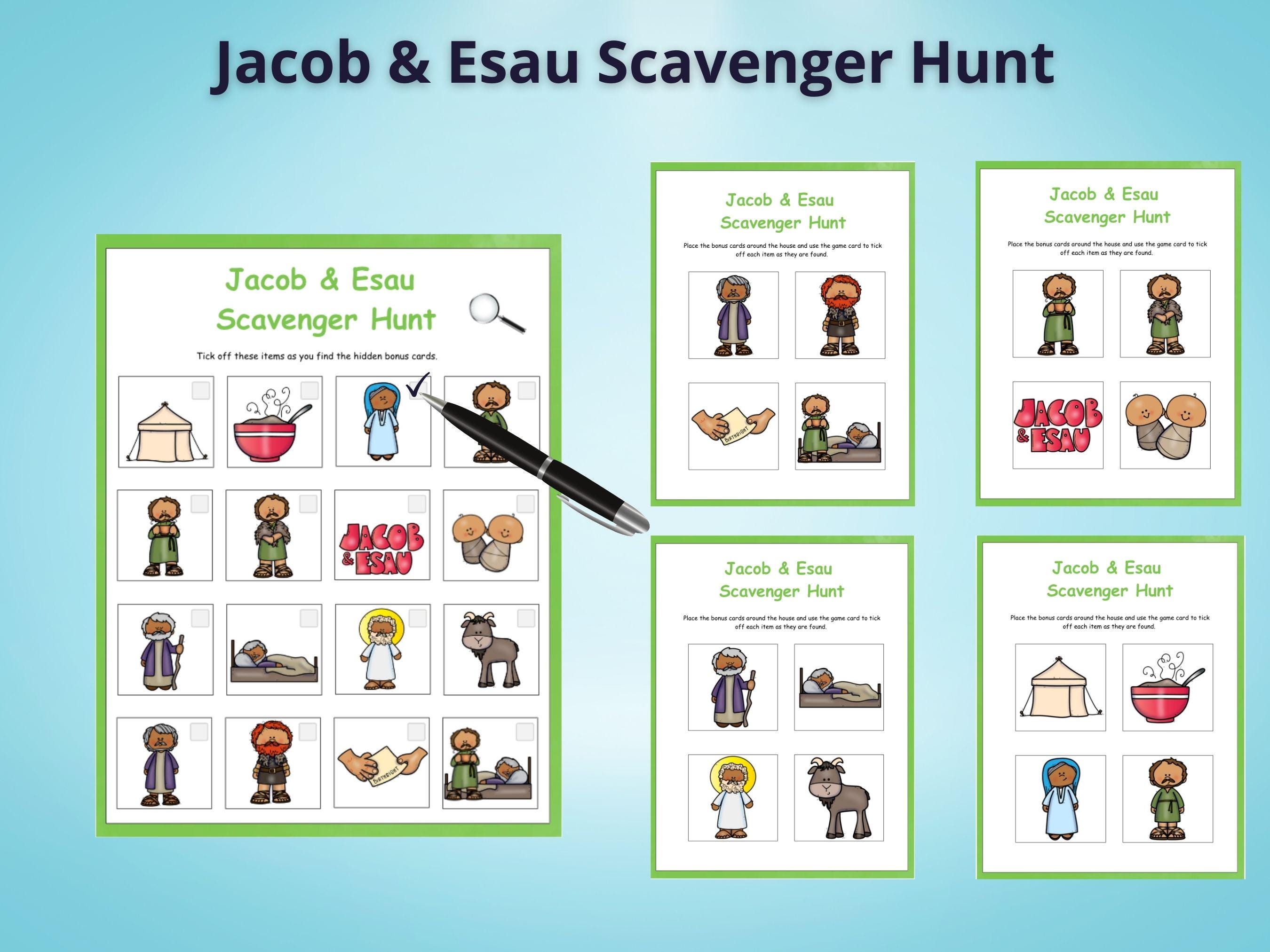 Jacob and Esau Scavenger Hunt, Old Testament Scavenger Hunt, Sunday ...