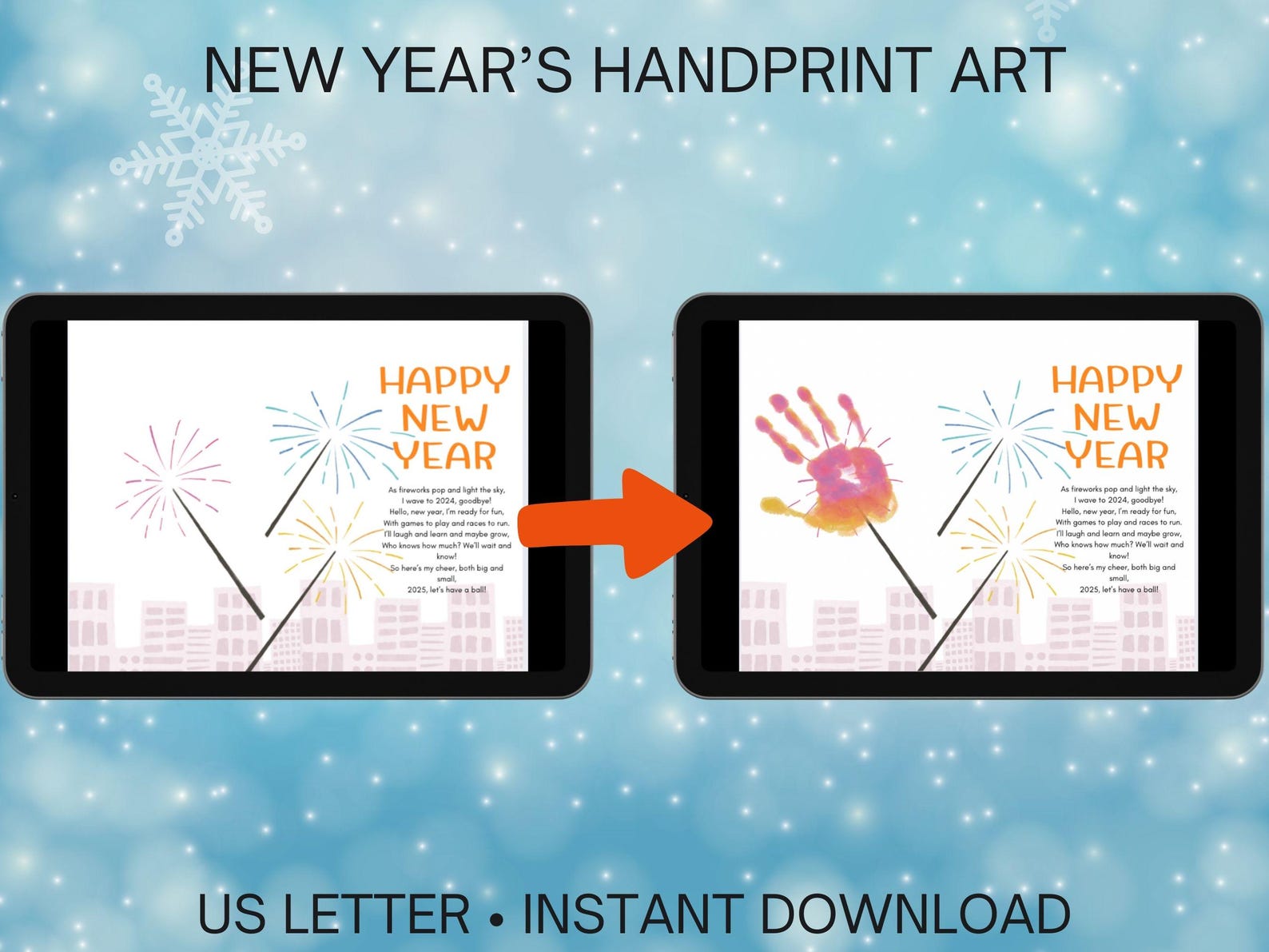 New Year Handprint Craft for Kids, Keepsake 2025, Happy New Years Eve ...