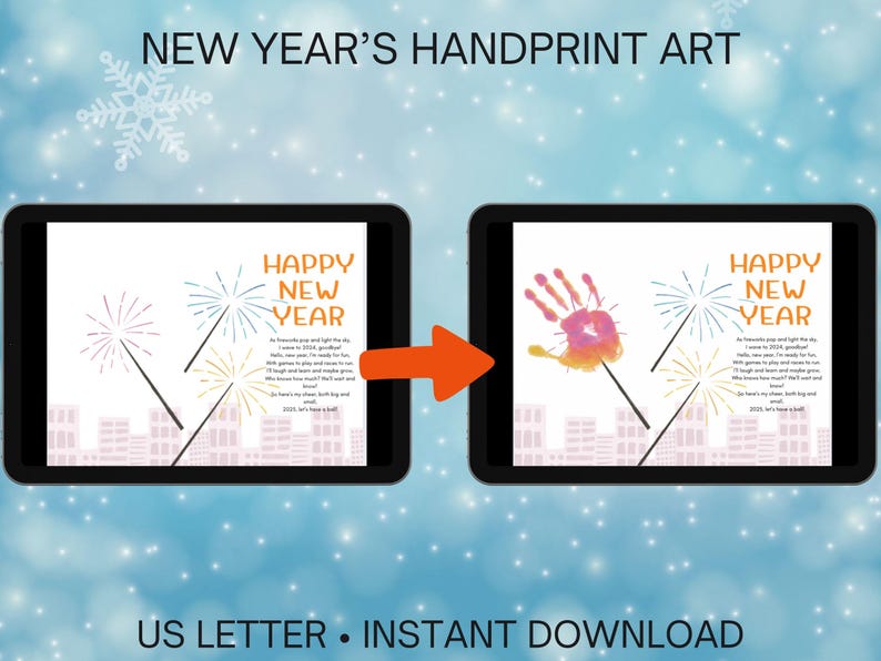 New Year Handprint Craft for Kids, Keepsake 2025, Happy New Years Eve ...