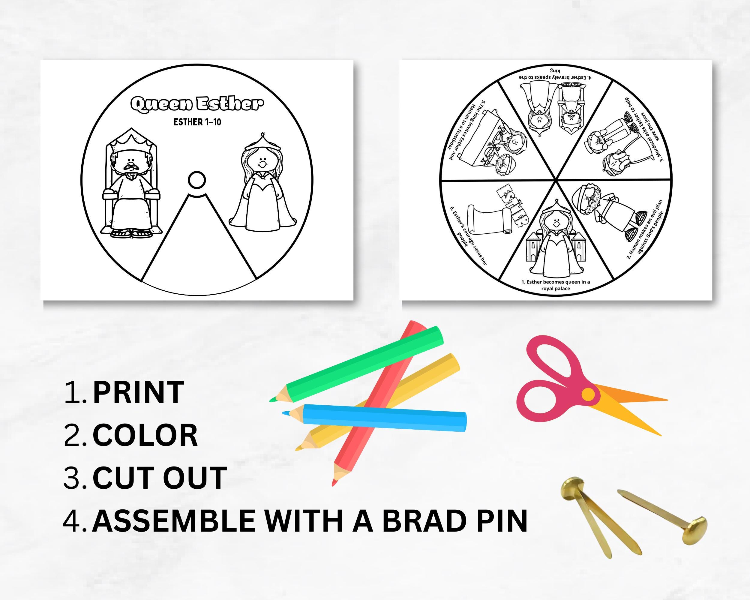 Queen Esther Coloring Wheel Printable, Esther 1–10 Bible Story Craft ...