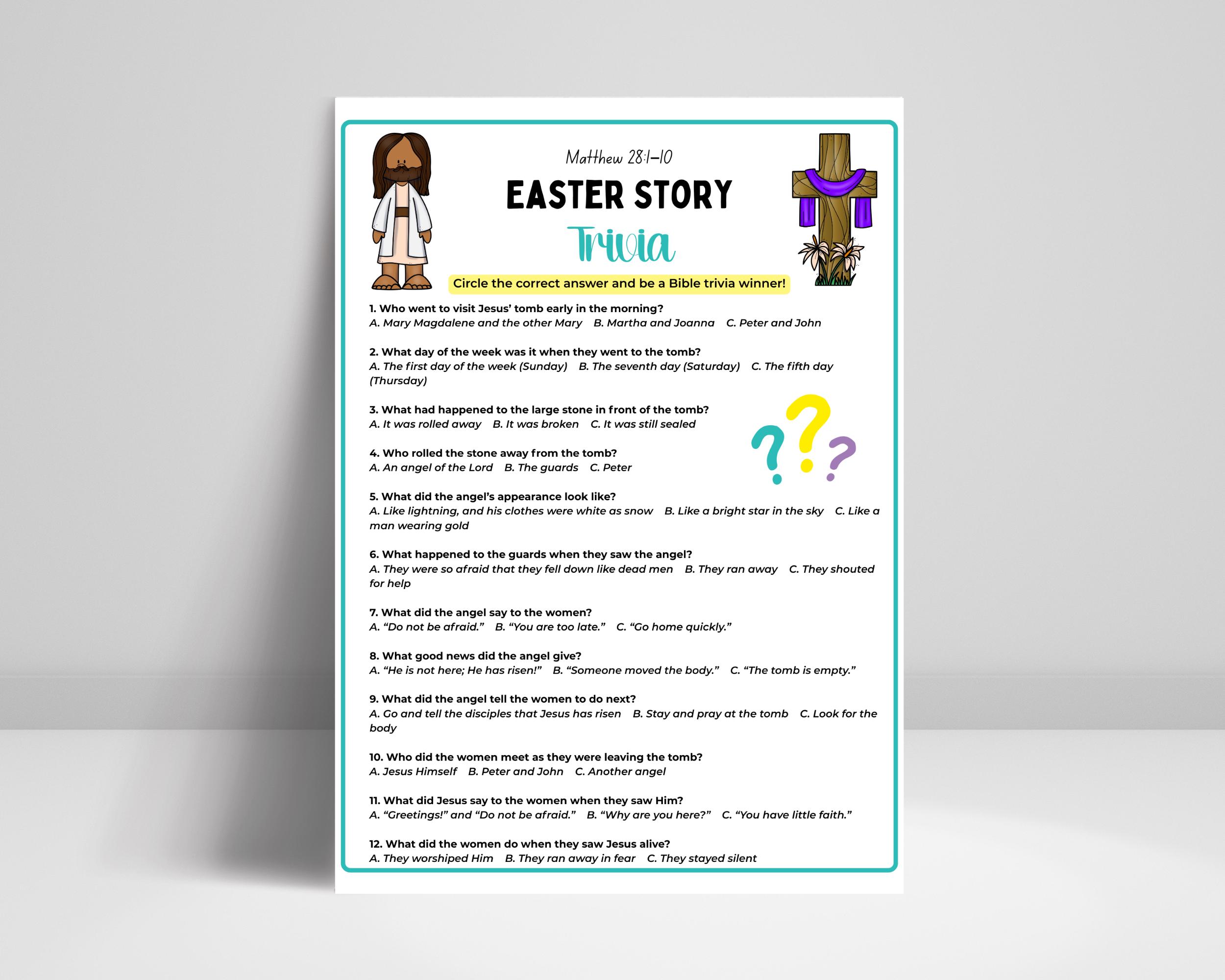 Easter Story Bible Trivia Game | Resurrection of Jesus | Empty Tomb ...