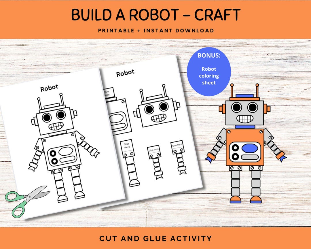 Build a Robot Activity, Cut and Glue Printable for Kids, Preschool ...