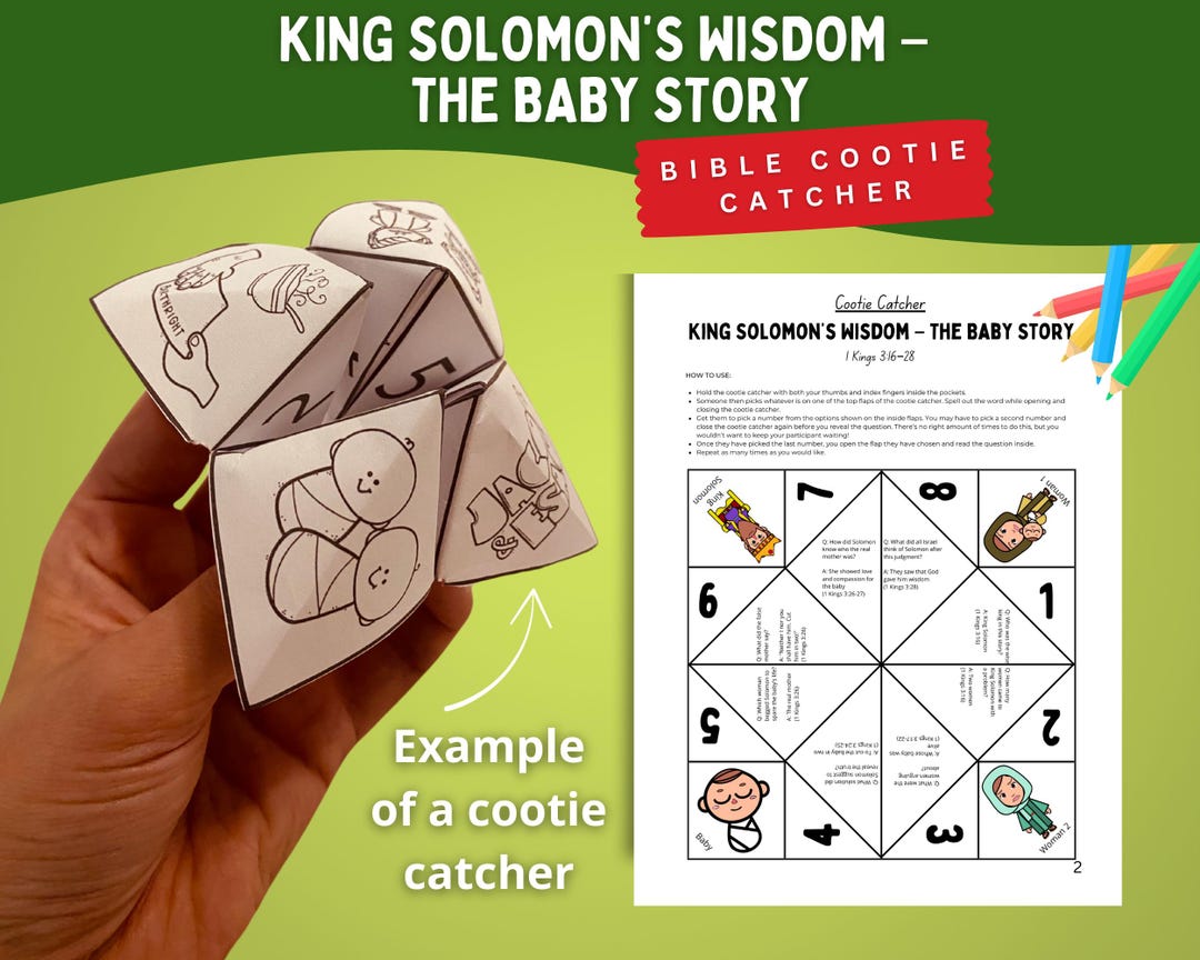 King Solomon’s Wisdom Cootie Catcher | the Baby Story Bible Activity ...