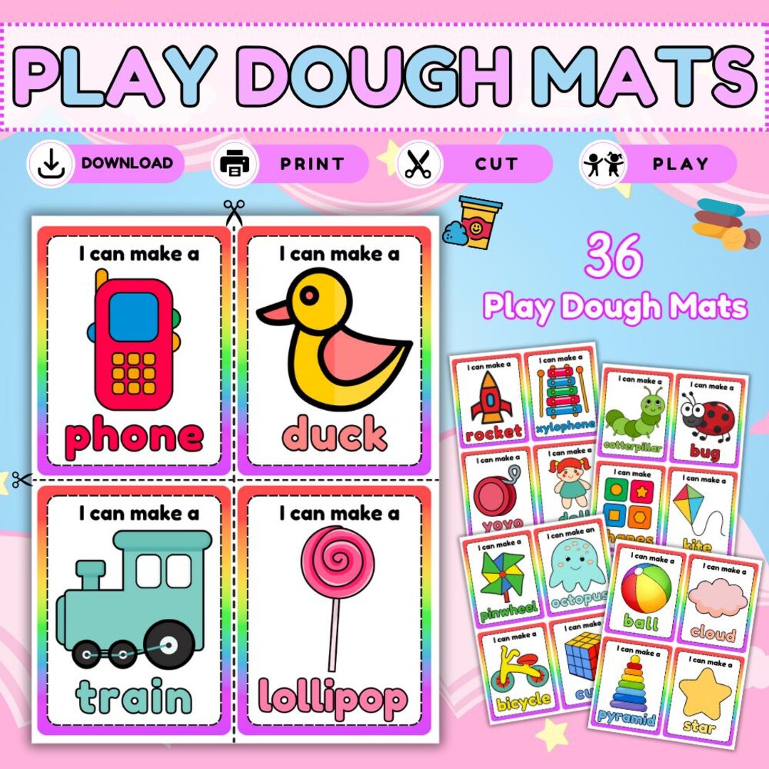 36 Play Dough Mats | Printable Fine Motor Activity for Toddlers ...