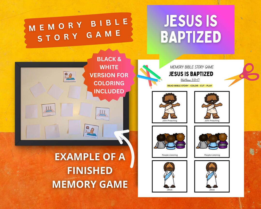 Jesus is Baptized Memory Game | Matthew 3 Bible Story | Baptism of ...