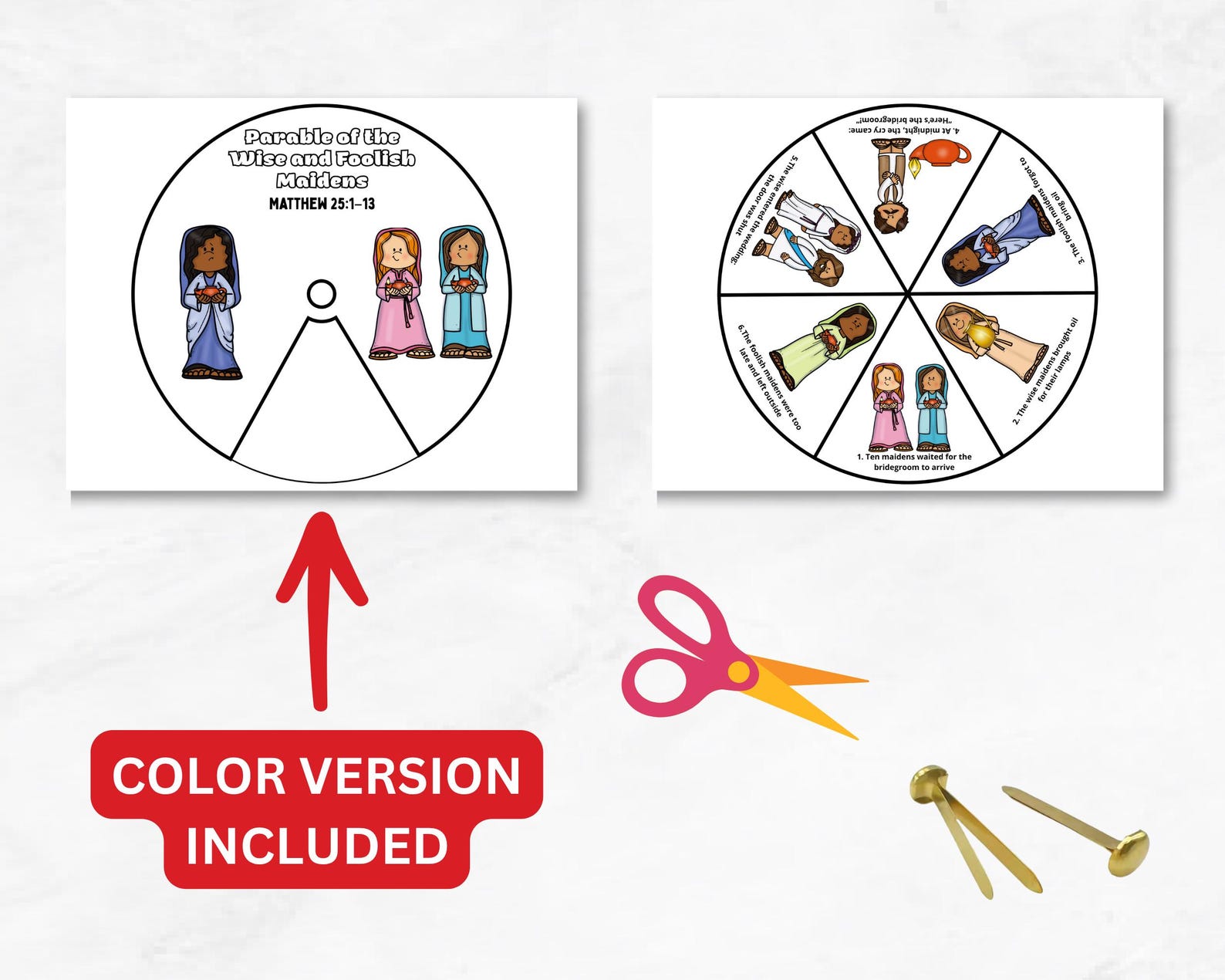 Parable of the Wise and Foolish Virgins Story Wheel, Matthew 25 ...