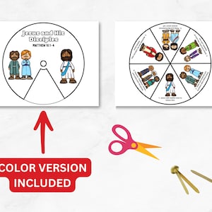 Jesus and His 12 Disciples Coloring Wheel Printable for Kids | Bible ...