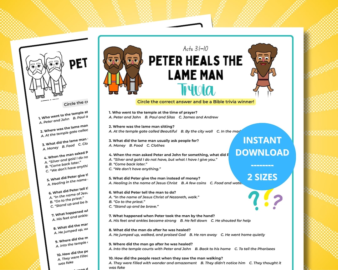 Peter Heals the Lame Man Bible Trivia Game | Silver and Gold Have I ...