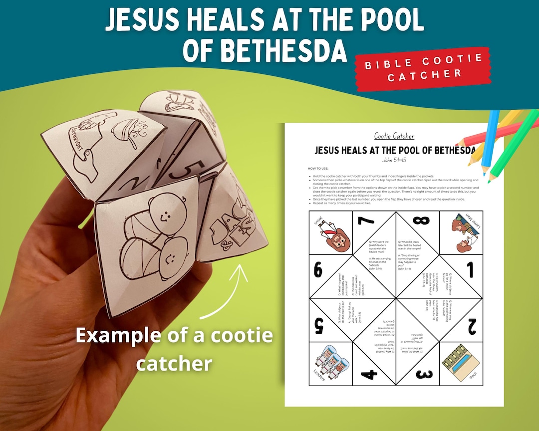 Jesus Heals at the Pool of Bethesda Cootie Catcher, Pool of Bethesda ...