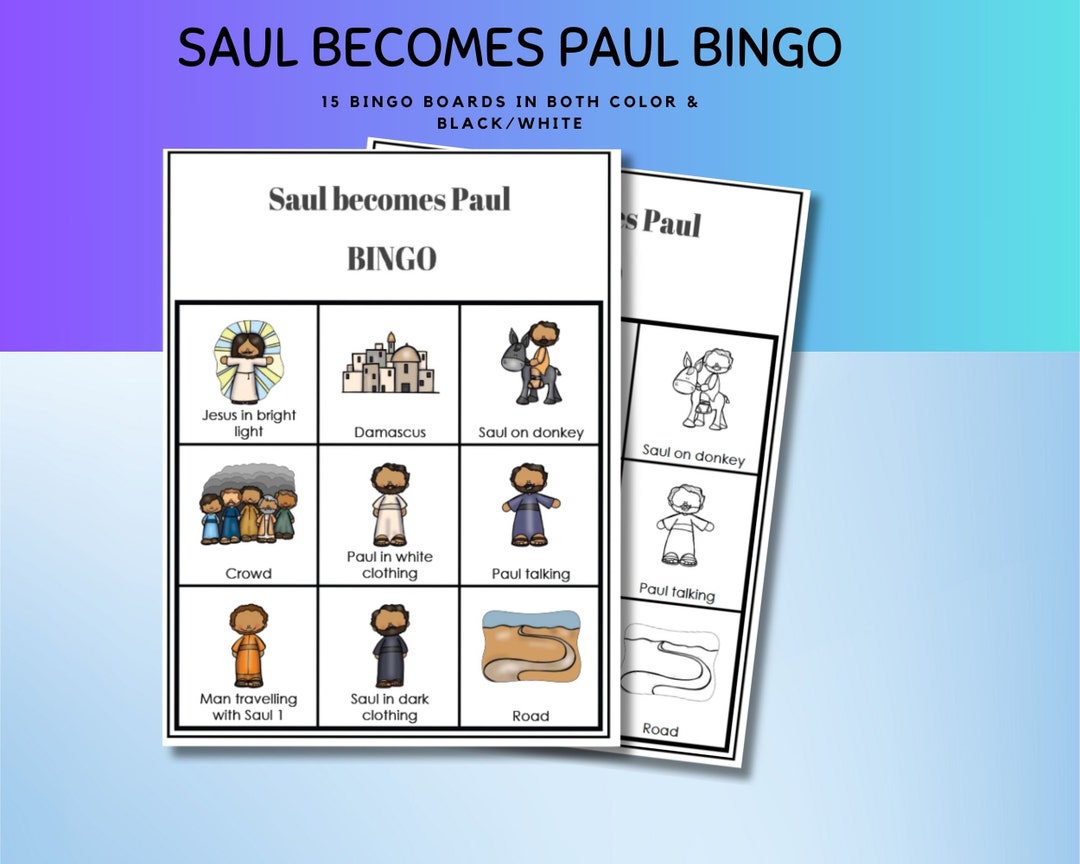 Saul Becomes Paul Bingo Set for Kids, Saul Becomes Paul Bible Bingo L ...