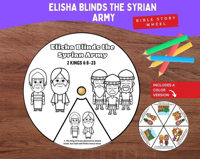 Elisha and the Syrian Army Coloring Wheel | 2 Kings 6 Bible Story for ...