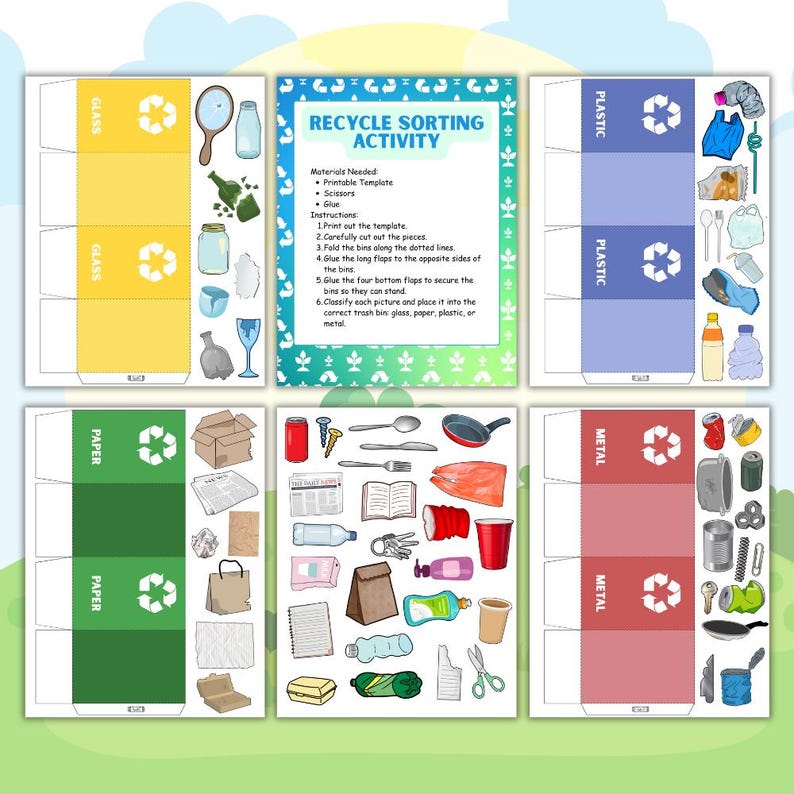 Recycle Sorting Activity Printable - Kids Ecology Game, Learn Recycling ...