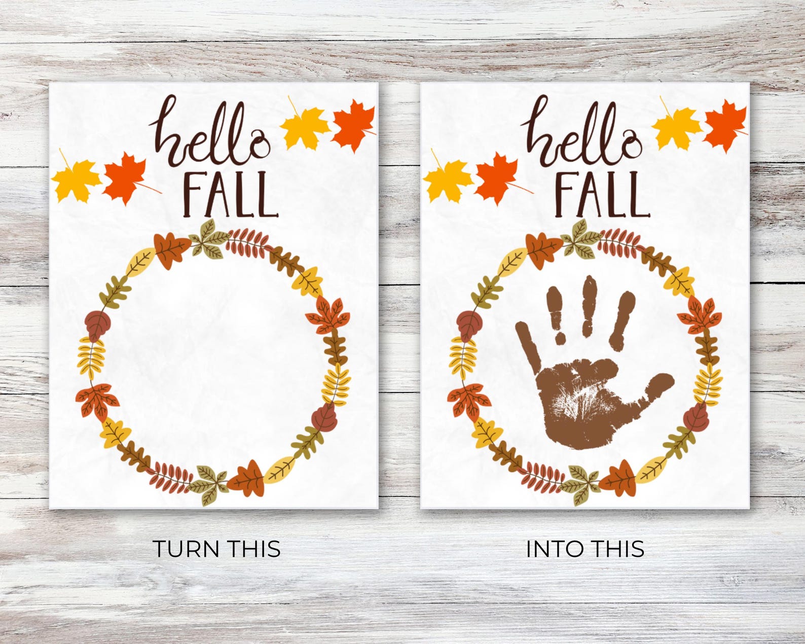 Hello Fall Handprint Craft | Kids Autumn Art Template | Fall Leaf ...