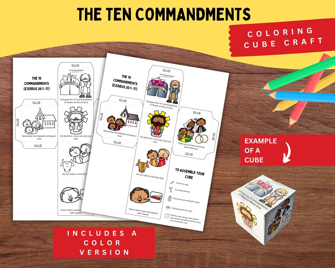 10 Commandments Cube Printable | Ten Commandments Bible Craft for Kids ...