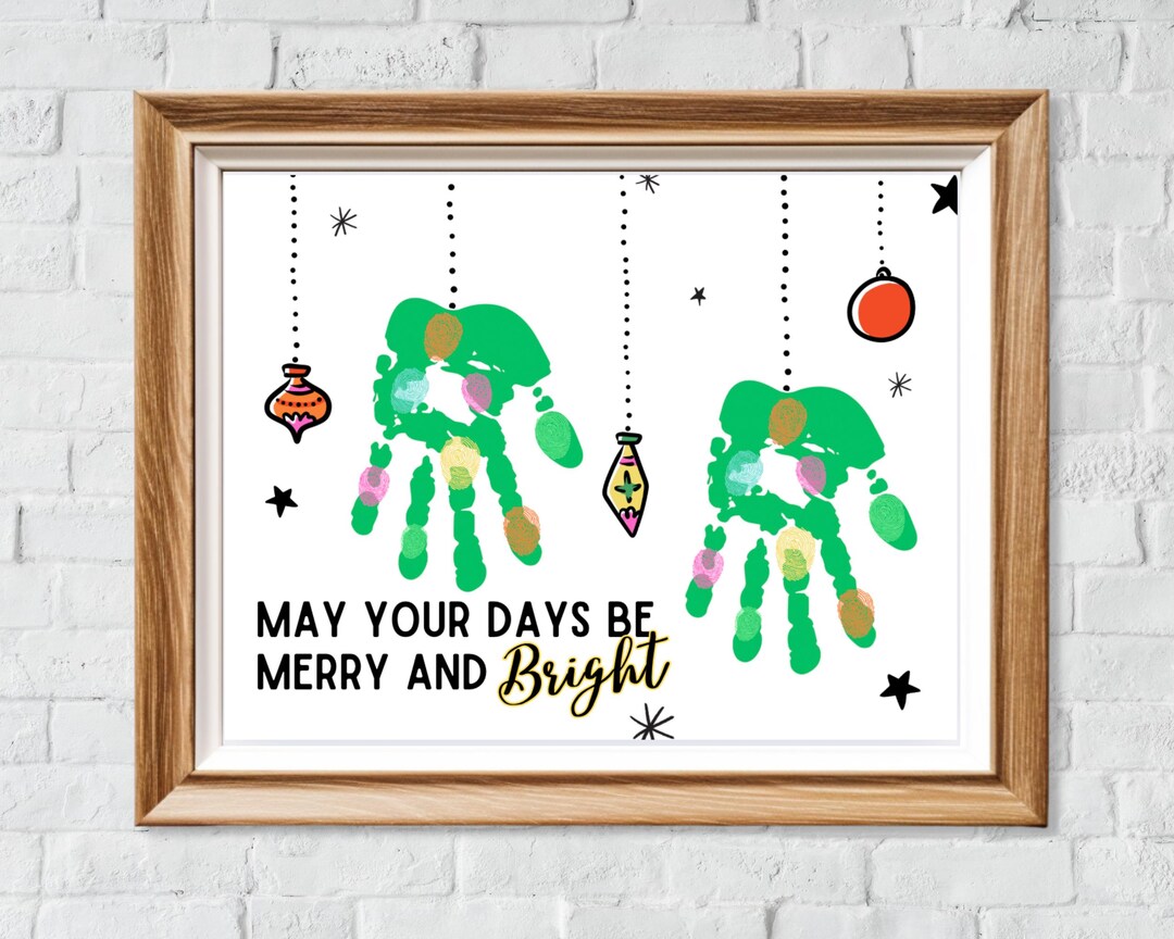 Christmas Handprint Art | Merry and Bright Printable | DIY Holiday ...