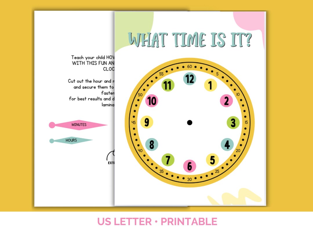 Learn to Tell Time Clock Printable for Kids – Fun Analog Clock Activity ...