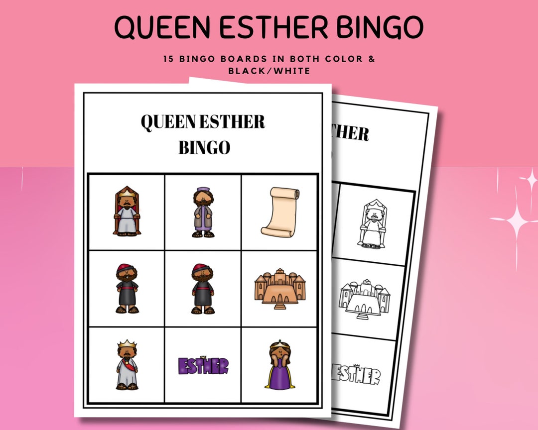 Queen Esther Bingo Set for Kids - Bible Story Activity, Esther Bible ...