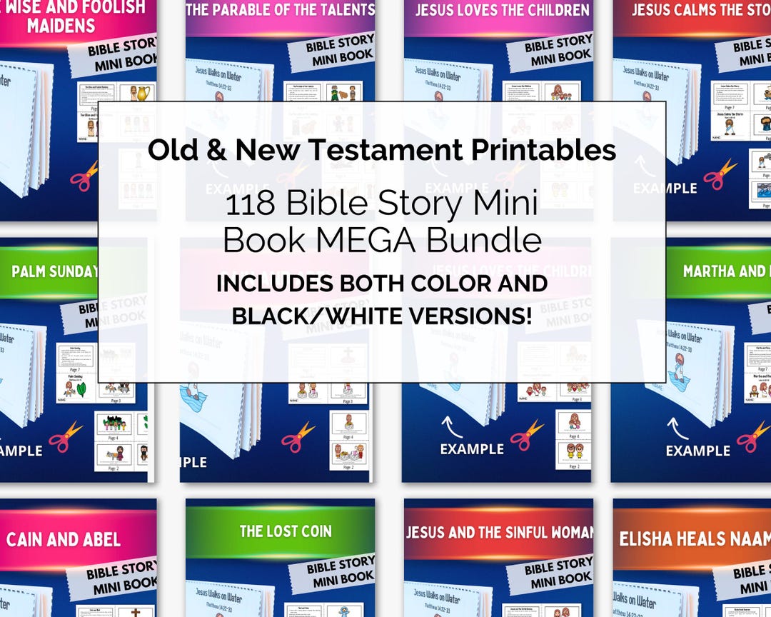 118 Bible Story Mini Books Bundle for Kids – Sunday School Activities ...