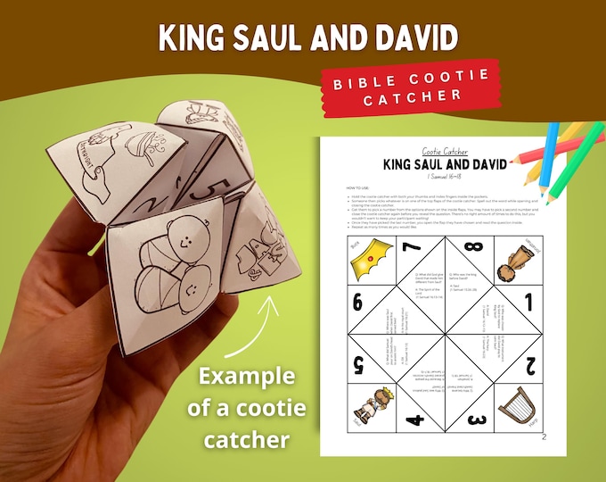 King Saul and David Cootie Catcher | David and Saul Bible Story for ...
