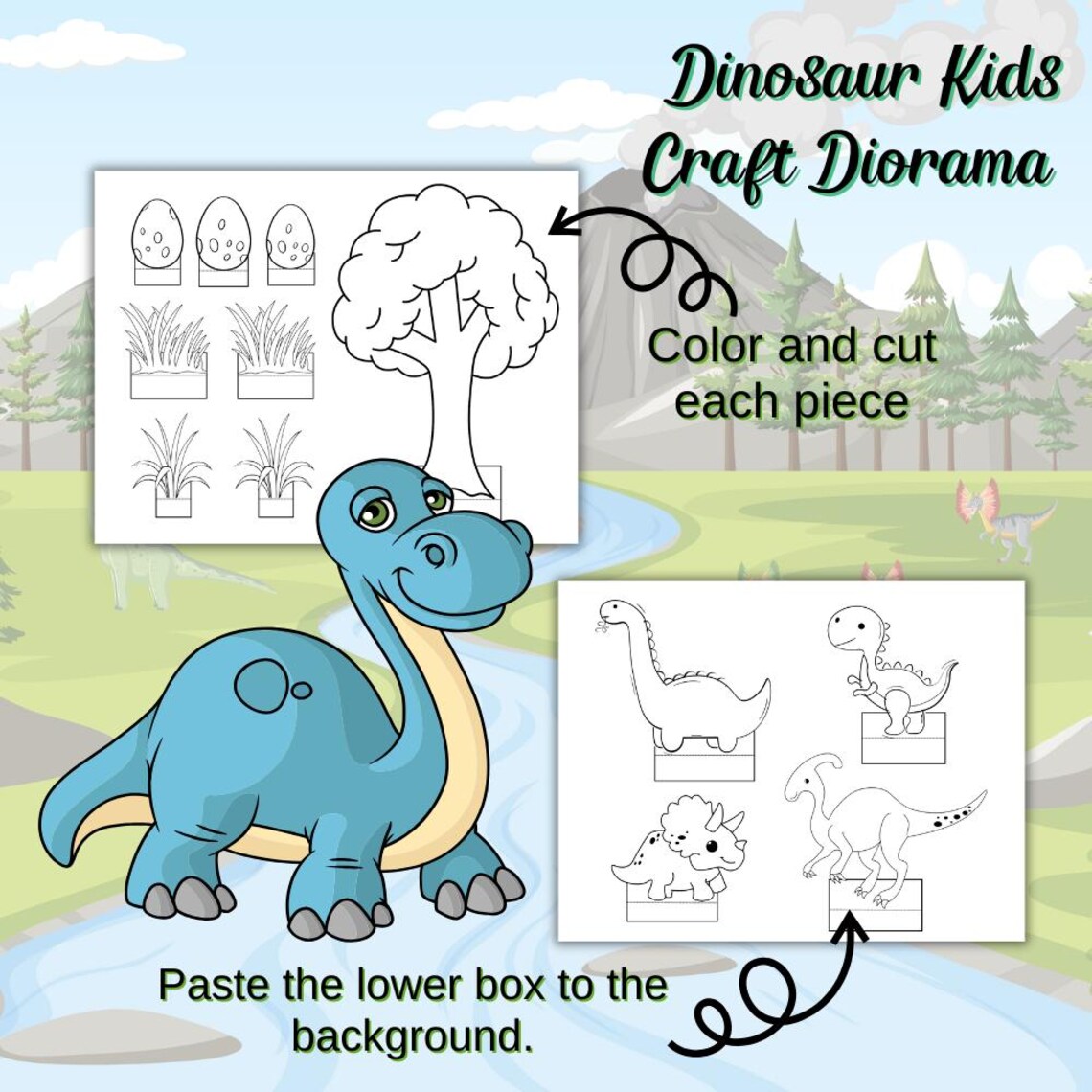 Dinosaur Kids Craft Diorama | Printable Activity | Educational Dinosaur ...