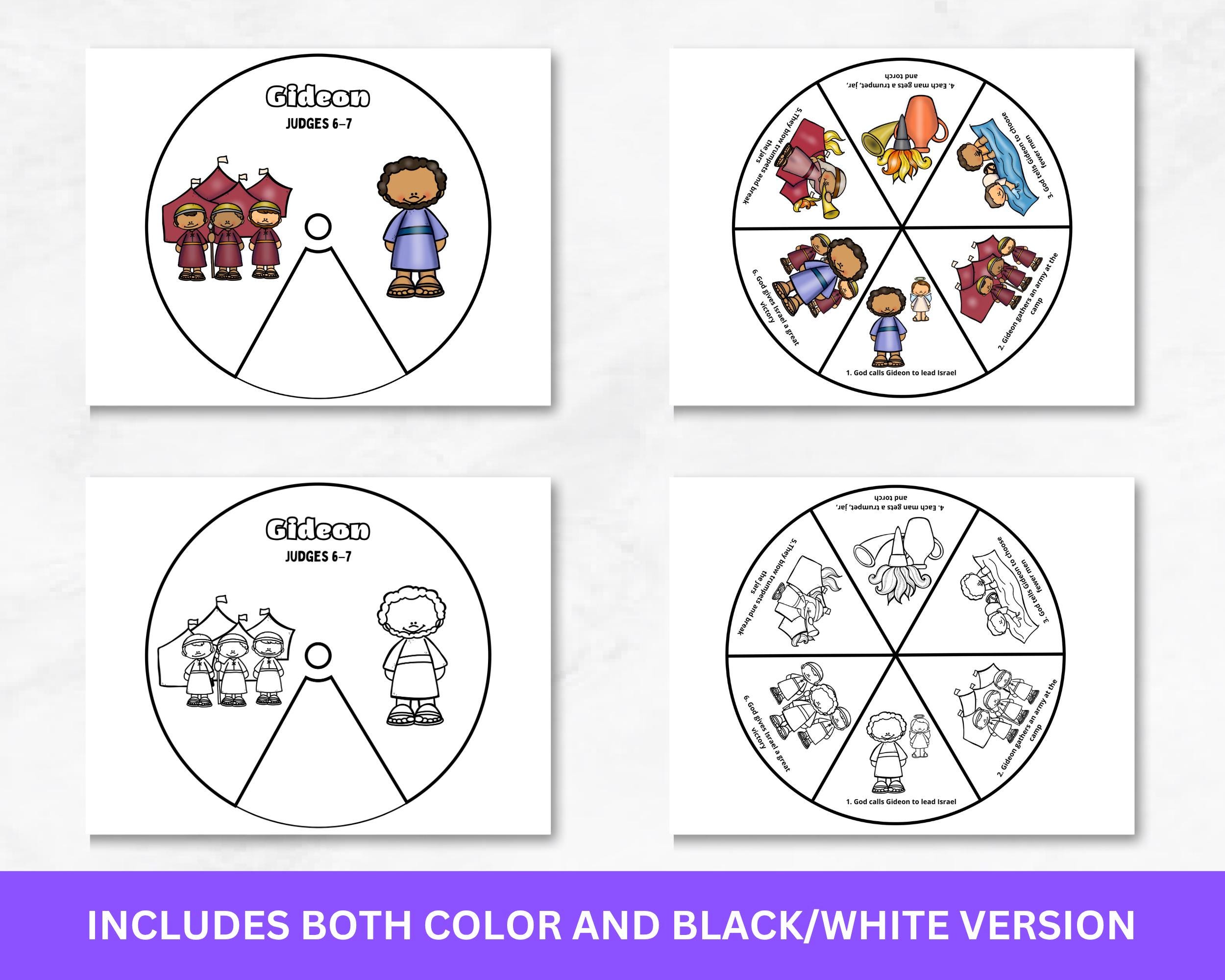 Gideon Bible Story Wheel Printable | Judges 6–7 Kids Activity | Gideon ...