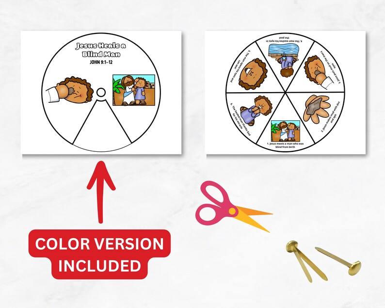 Jesus Heals a Blind Man Bible Wheel Craft | John 9:1–12 Printable ...