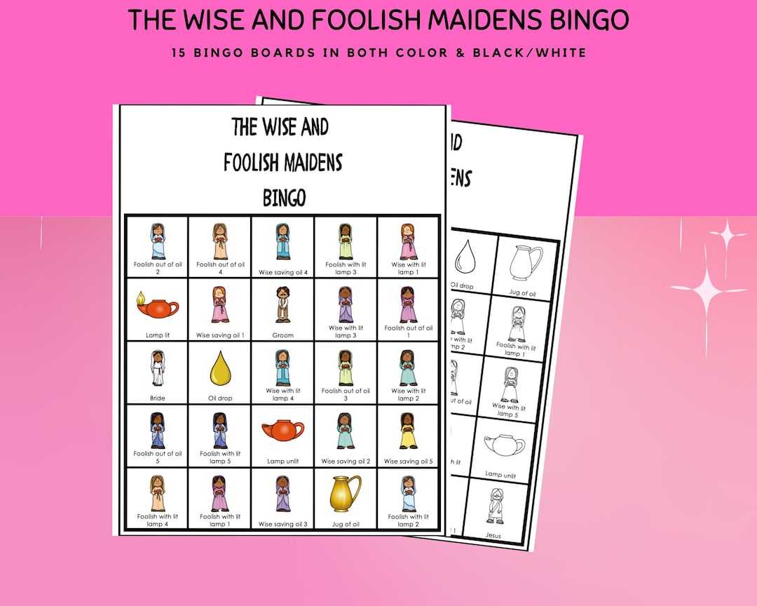 Parable of the Ten Virgins Bingo Set for Kids, Parable Maidens Bible ...