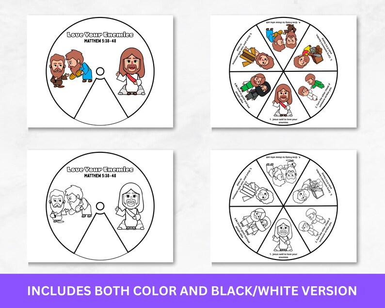 Love Your Enemies Coloring Wheel Printable – Matthew 5 for Kids ...