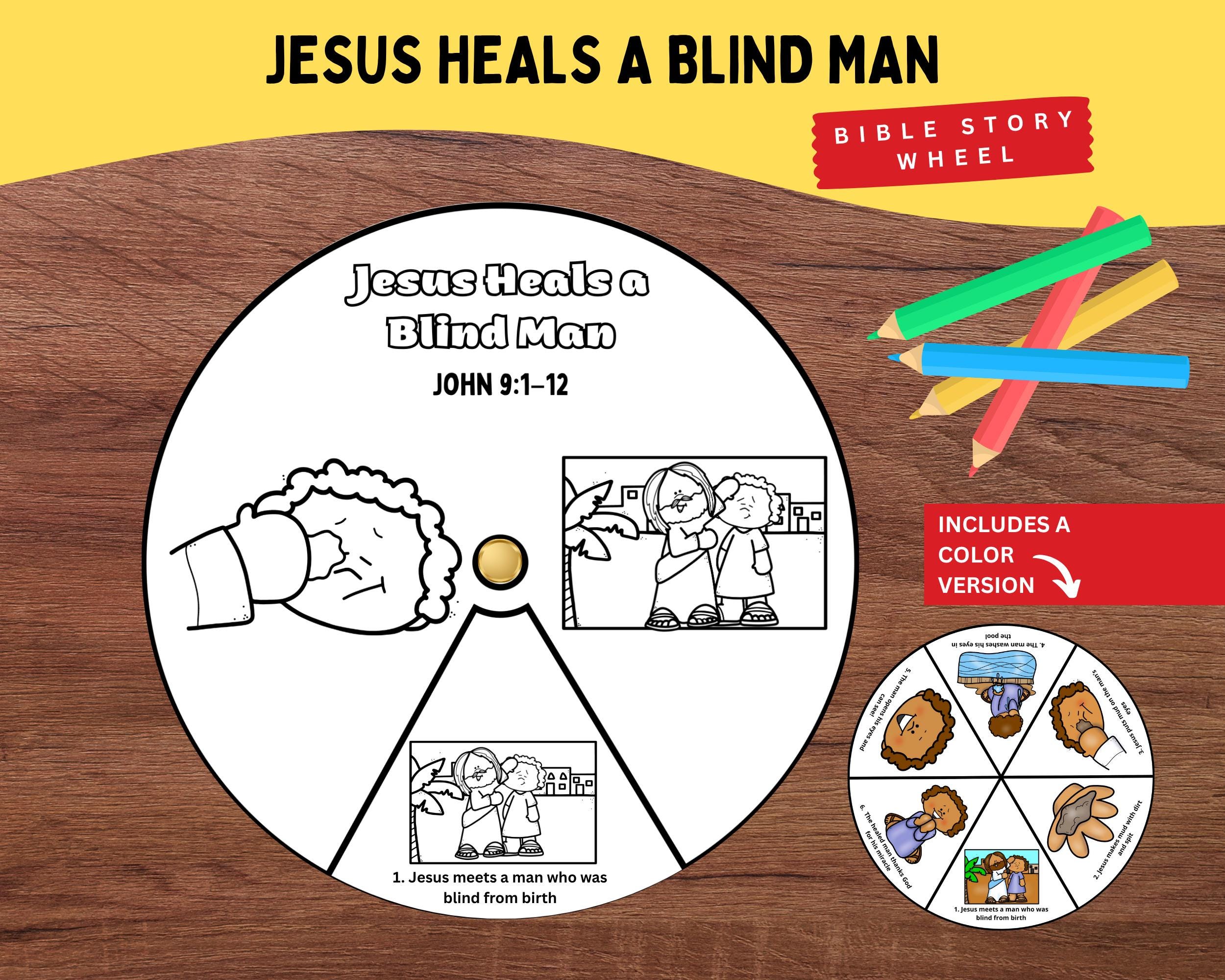 Jesus Heals a Blind Man Bible Wheel Craft | John 9:1–12 Printable ...