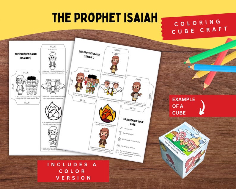 Prophet Isaiah Coloring Cube – Printable Bible Story Craft for Kids ...